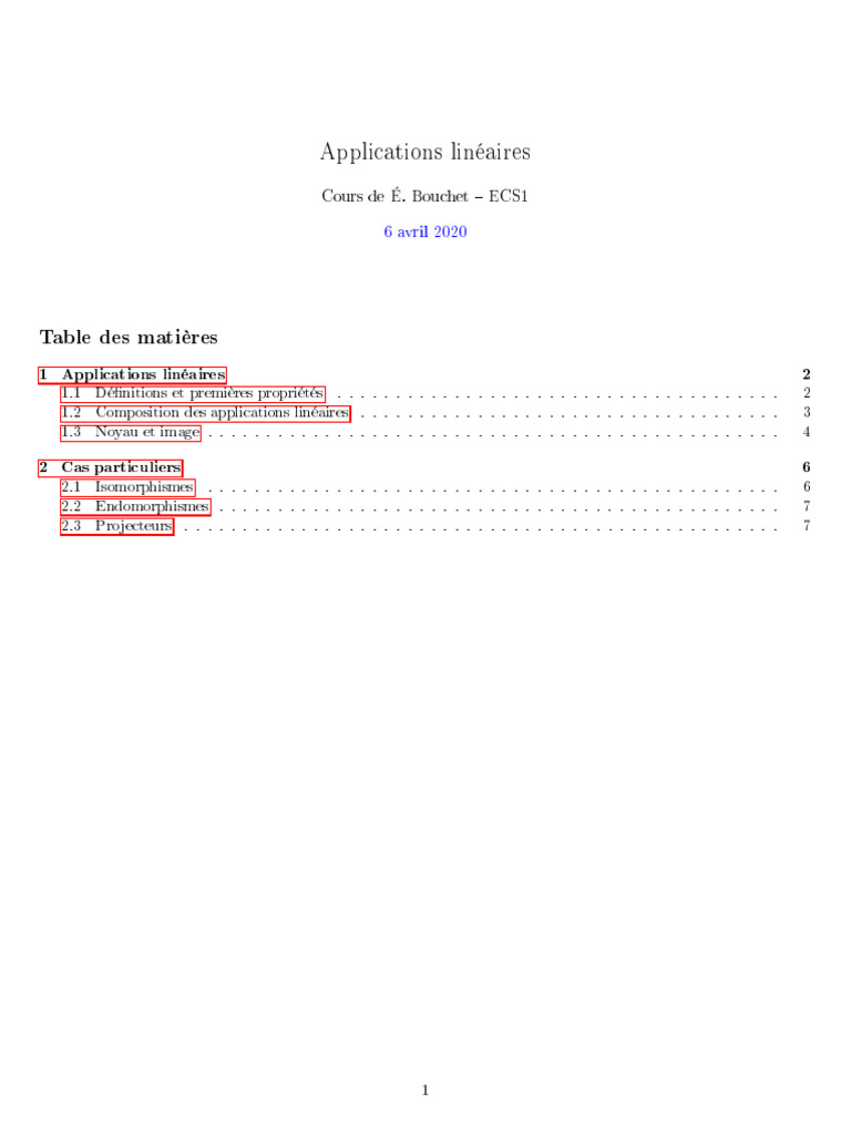 Cours Applications Lineaires Vprof | PDF