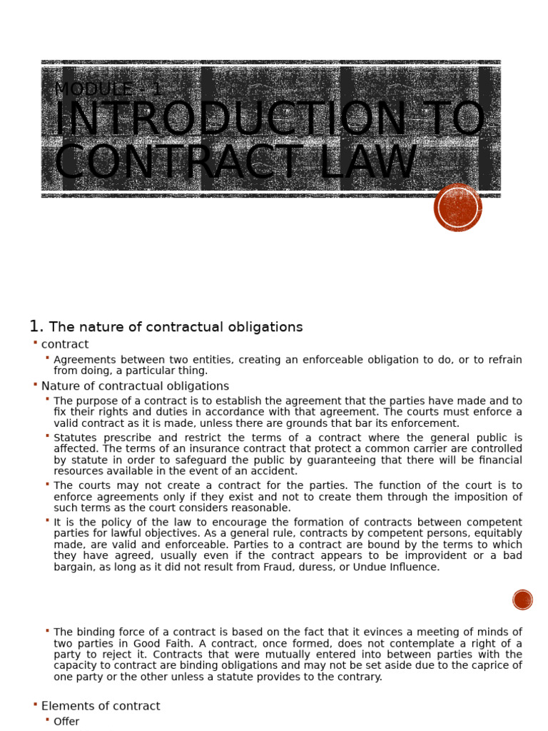 Module 1 - Introduction To Contract Law | PDF