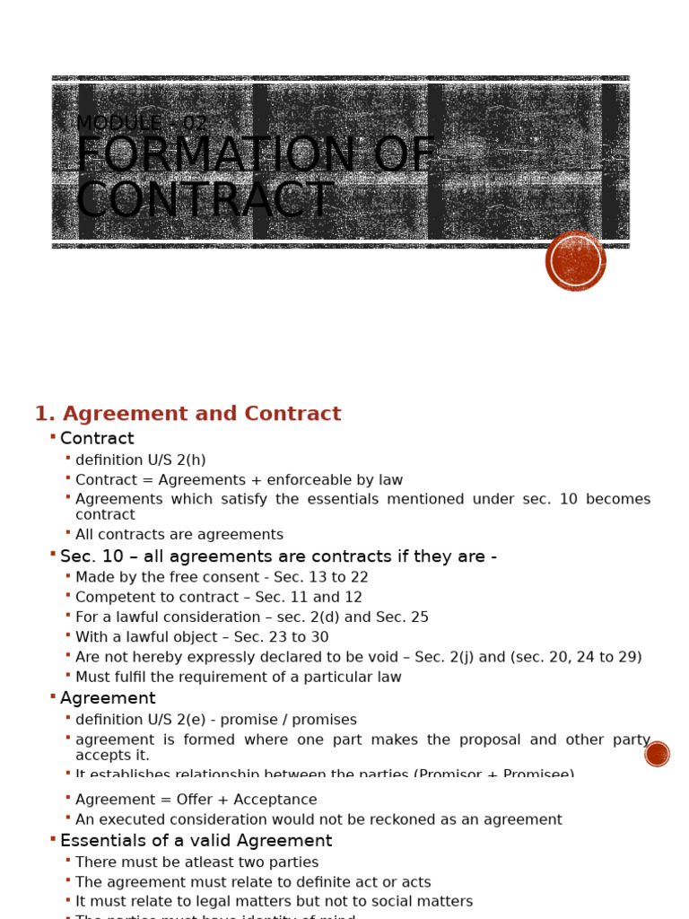Module 2 - Formation of Contract | PDF | Offer And Acceptance ...