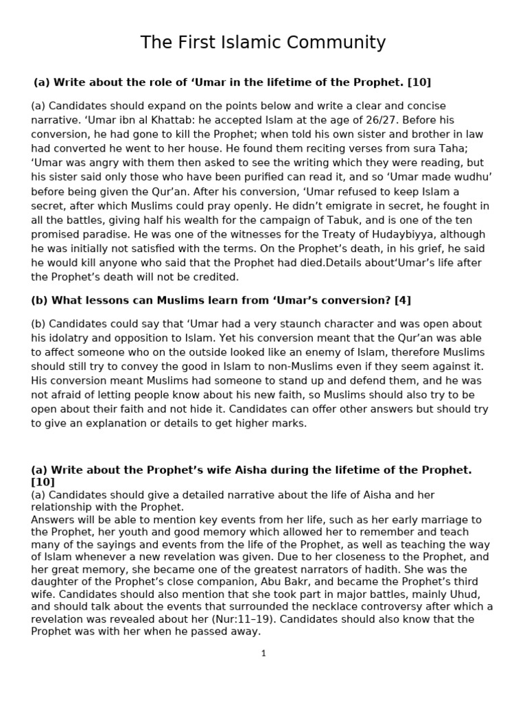 First Islamic Community | PDF