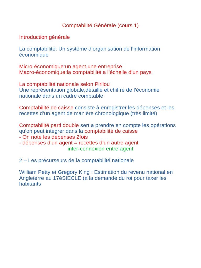 Comptabilite Nationale Cours 1 | PDF
