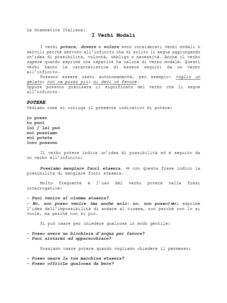 I Verbi Modali | PDF