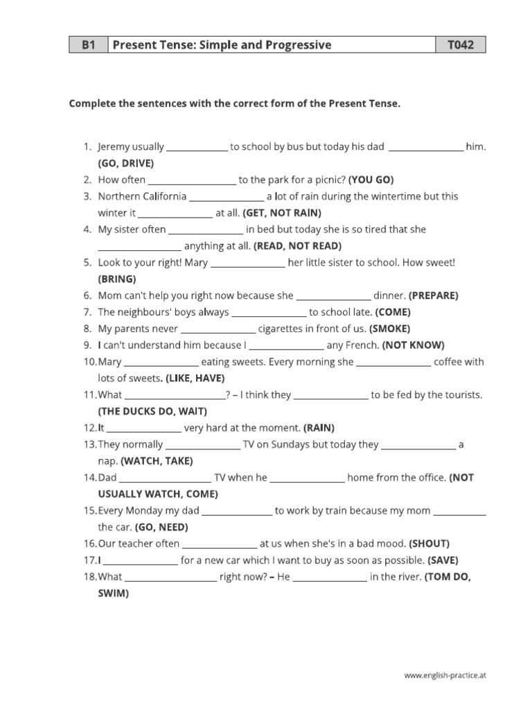 Presente Tense Simple and Progressive | PDF