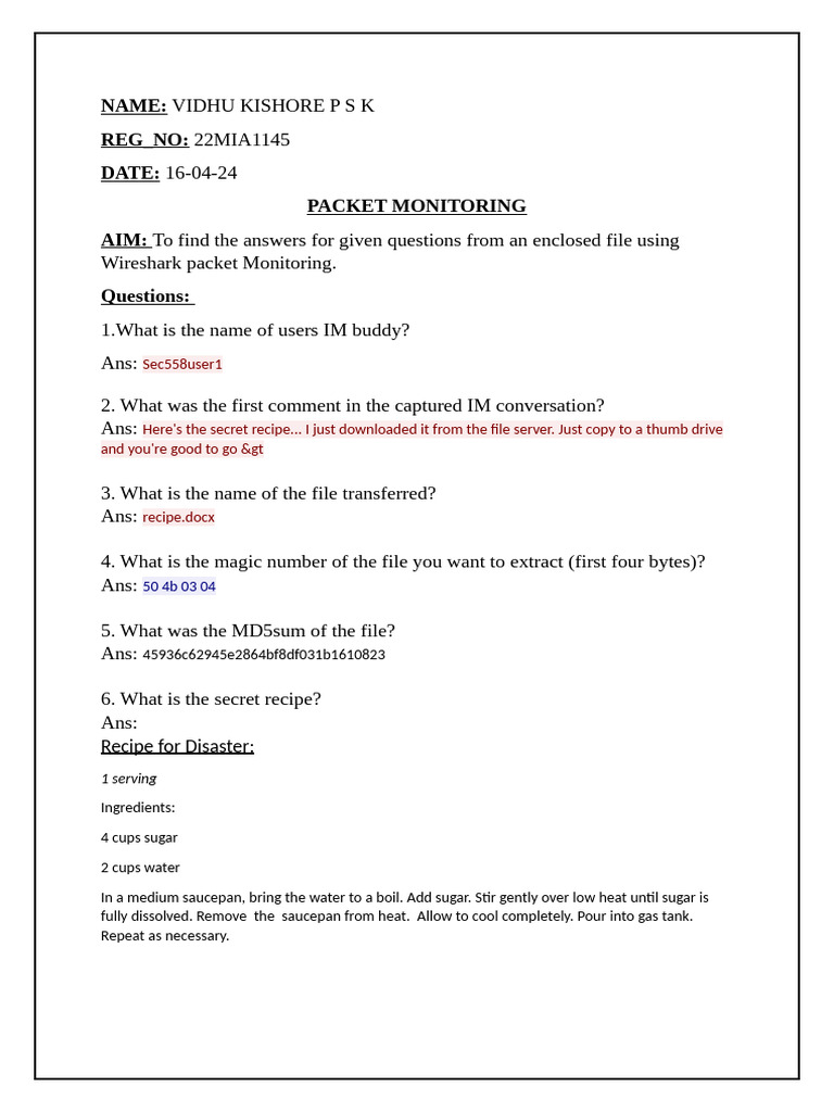 22MIA1145 CNE Packet Monitoring | PDF