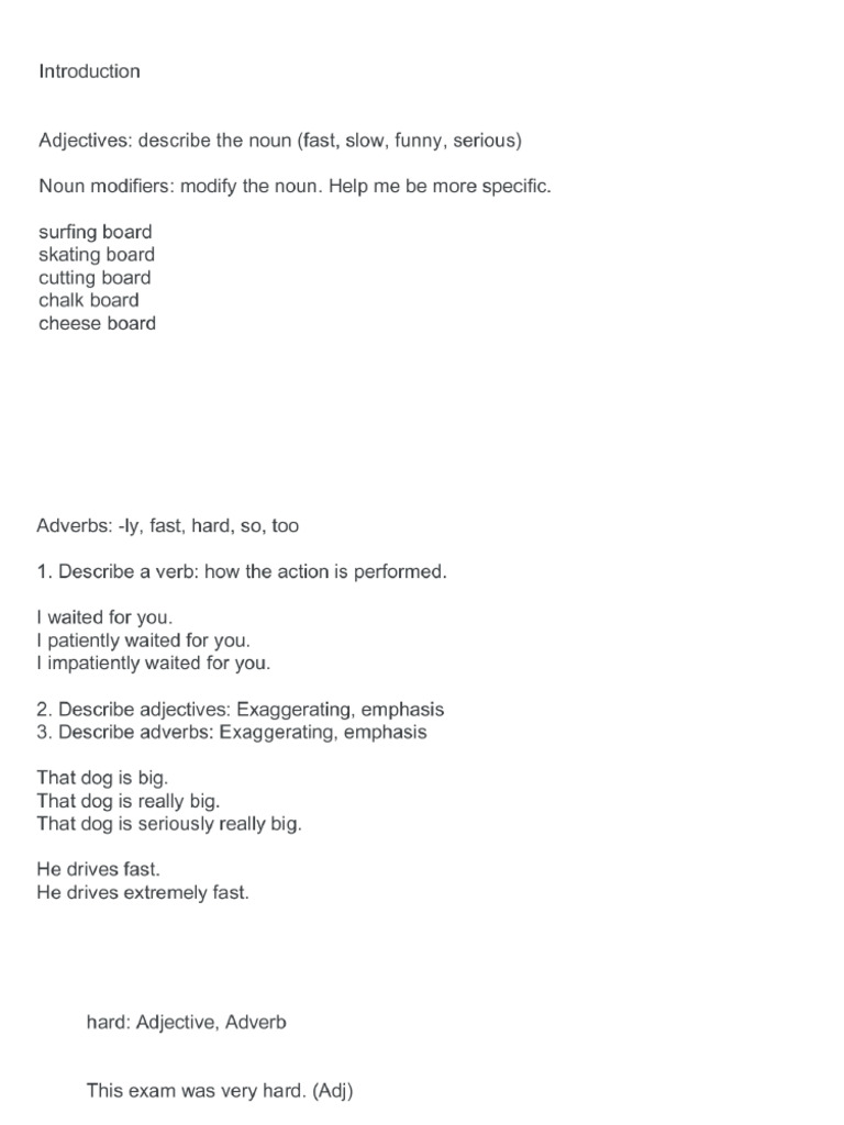 Introduction To Adjectives & Adverbs | PDF