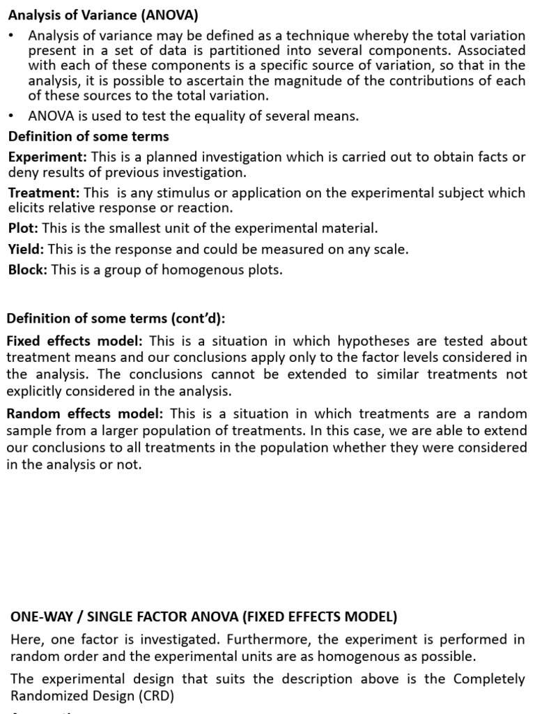 Lecture 7 Analysis of Variance | PDF