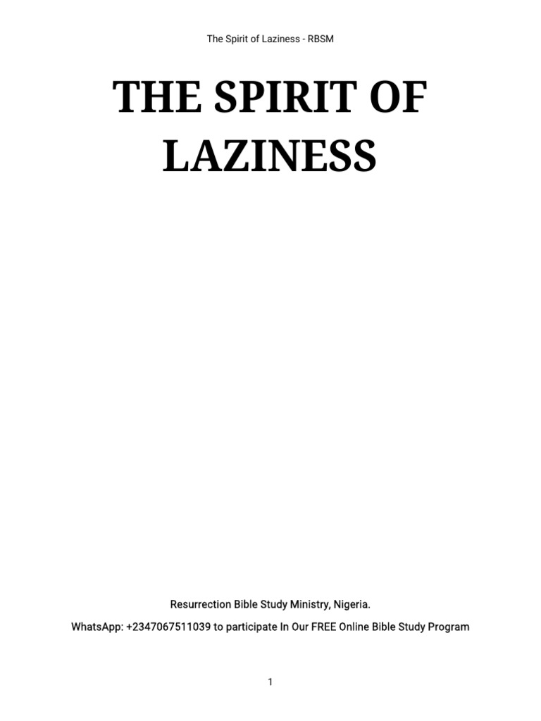 The Spirit of Laziness | PDF