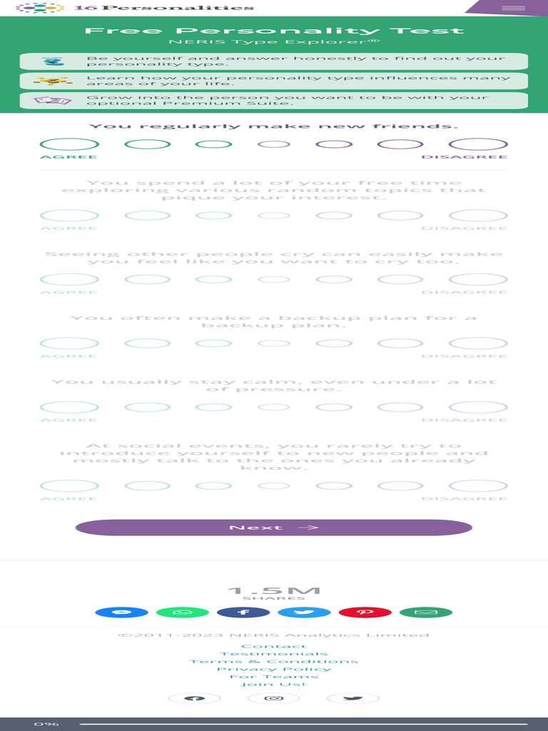 Free Personality Test 16personalities | PDF