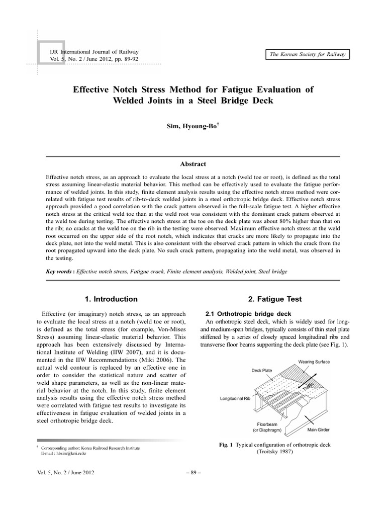 Effective Notch Stress Method For Fatigue Evaluation of Welded Joints ...
