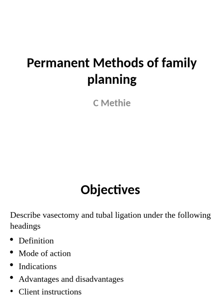 Permanent Methods of Family Planning | PDF