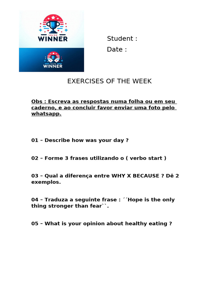 Exercises Week | PDF
