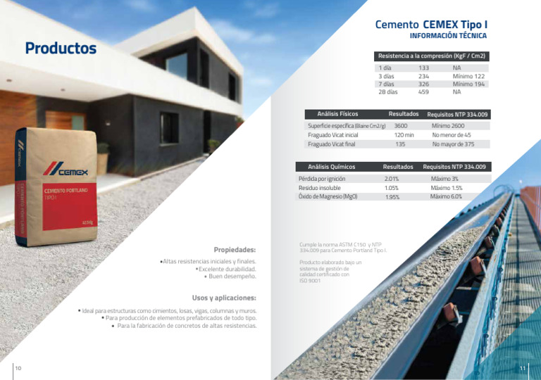 Ficha Tecnica Cemento Portland Cemex Tipo I | PDF