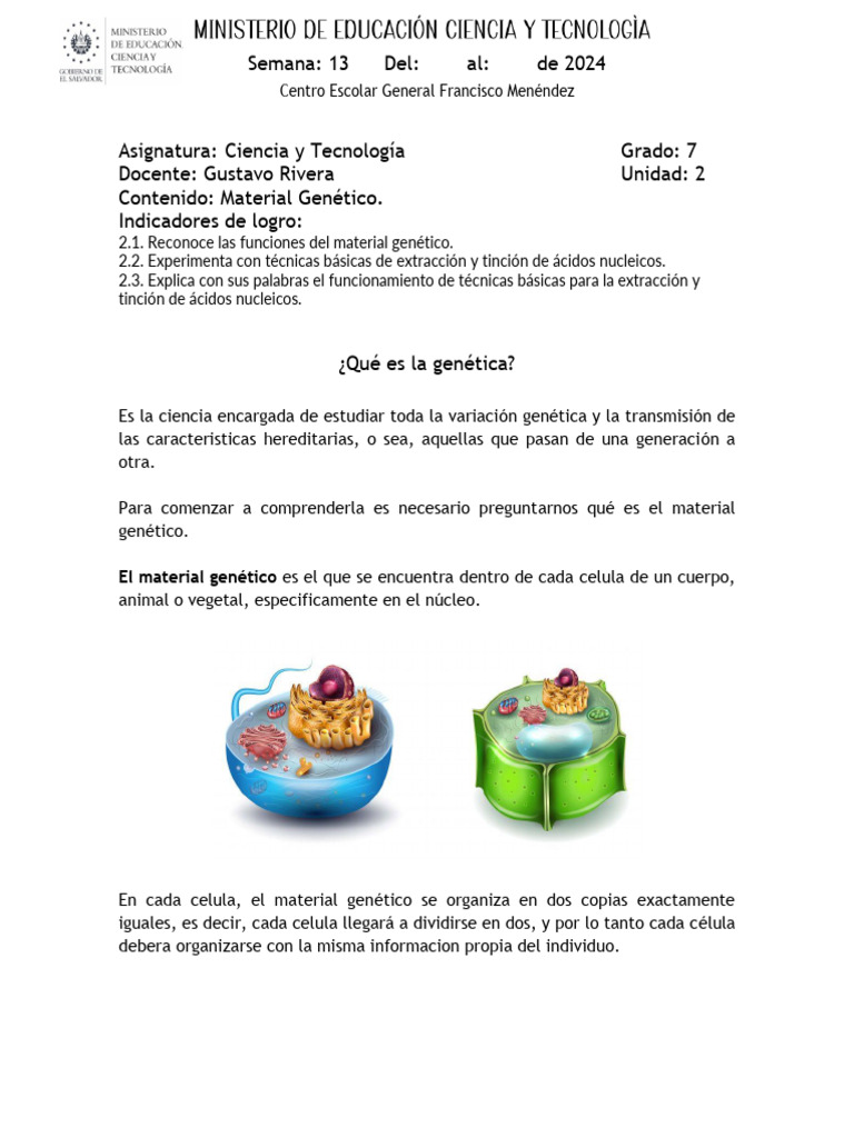 Semana 13. Material Genetico | PDF