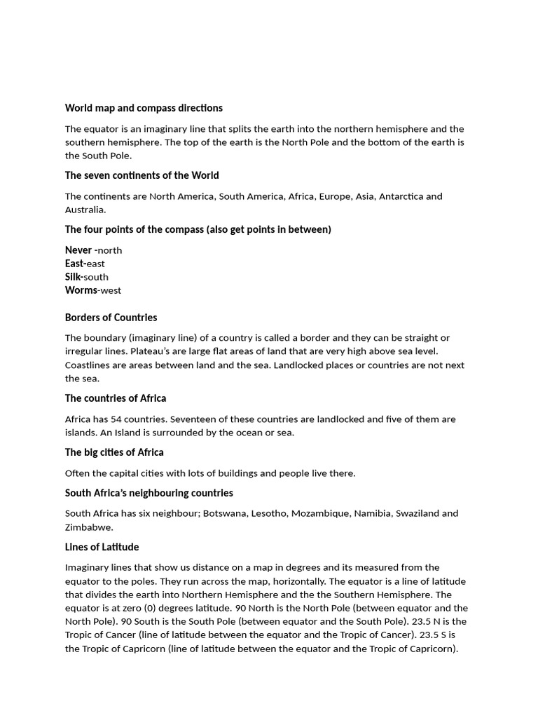 Grade 6 Geography Term 2 | PDF | Equator | Travel