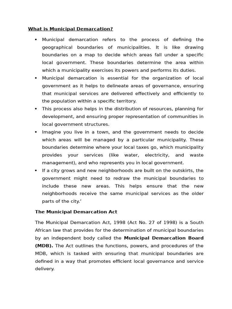 Understanding Municipal Demarcation | PDF | Non Governmental ...