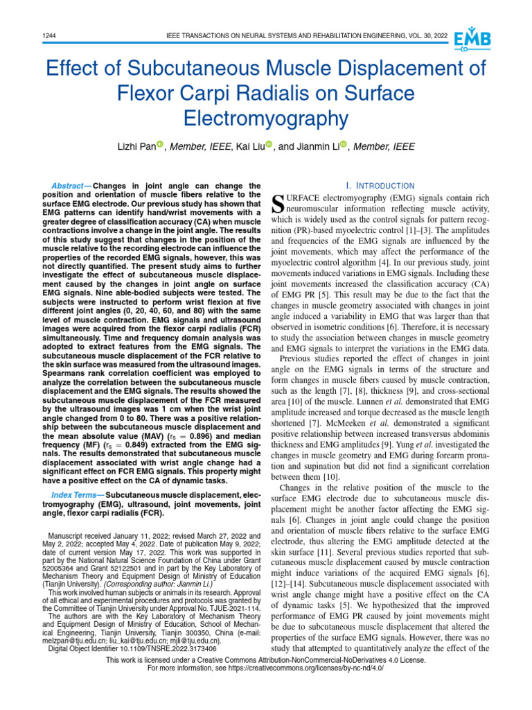 Subcutaneous Muscle Displacement Impact on EMG | PDF | Electromyography ...