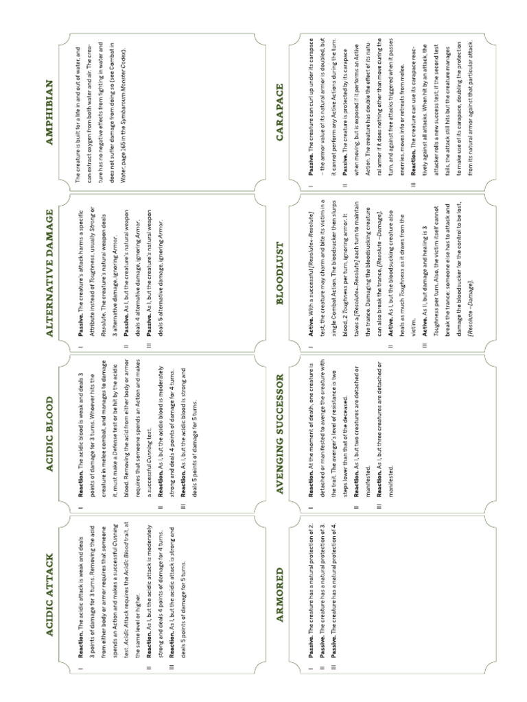 Symbaroum JRE Monsters & Traits Cards OEF, 2018, B&W JRE100023 | PDF