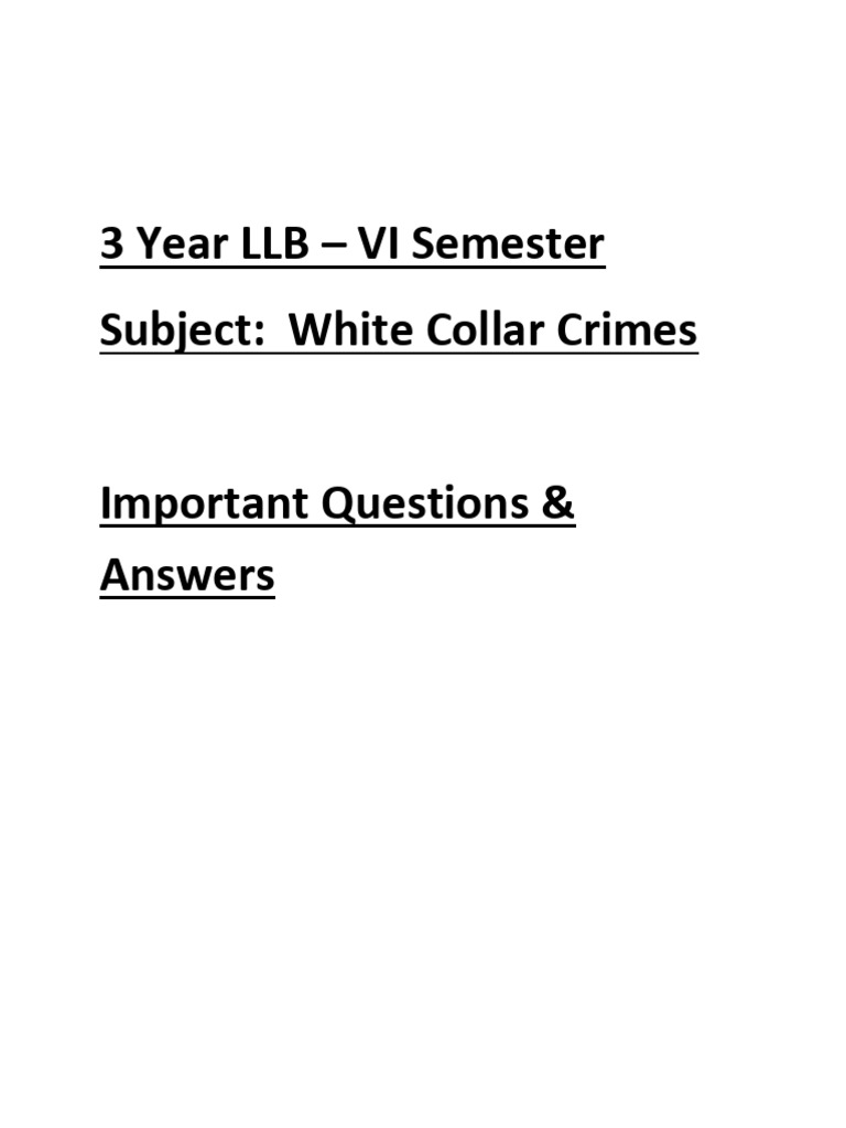 WHITE COLLAR CRIMES-NOTES - Q - and - A | PDF | Crimes | Crime & Violence
