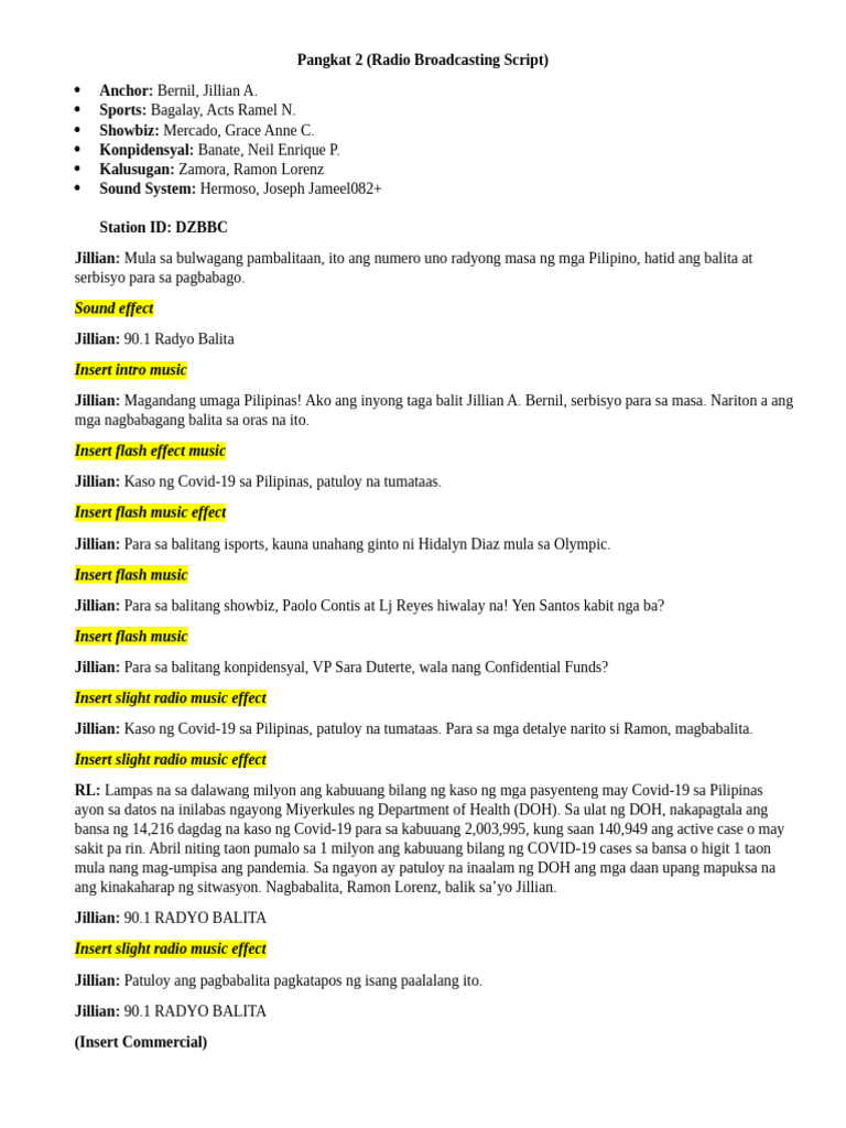 FILIPINO_RADIOBRODCASTING-SCRIPT 8PE | PDF