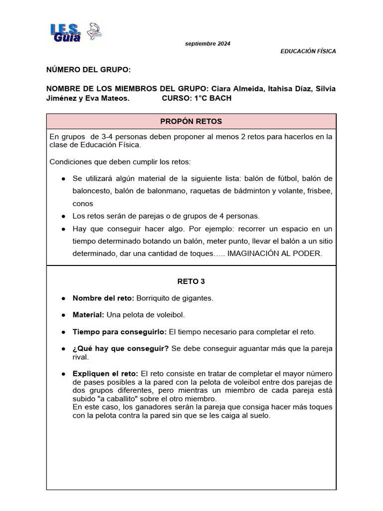 Portfolio - FICHA DE RETOS CON MATERIAL - SA.1 NOS CONOCEMOS - Ciara, Itahisa, Silvia y Eva 1°C ...