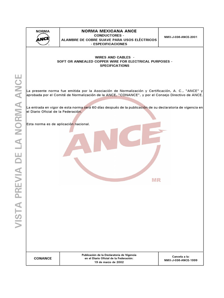 NMX J 036 Ance 200114 | PDF