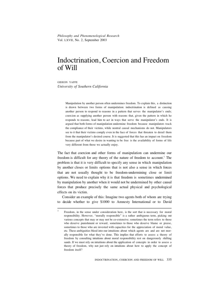 Yaffe Indoctrination Coercion | PDF