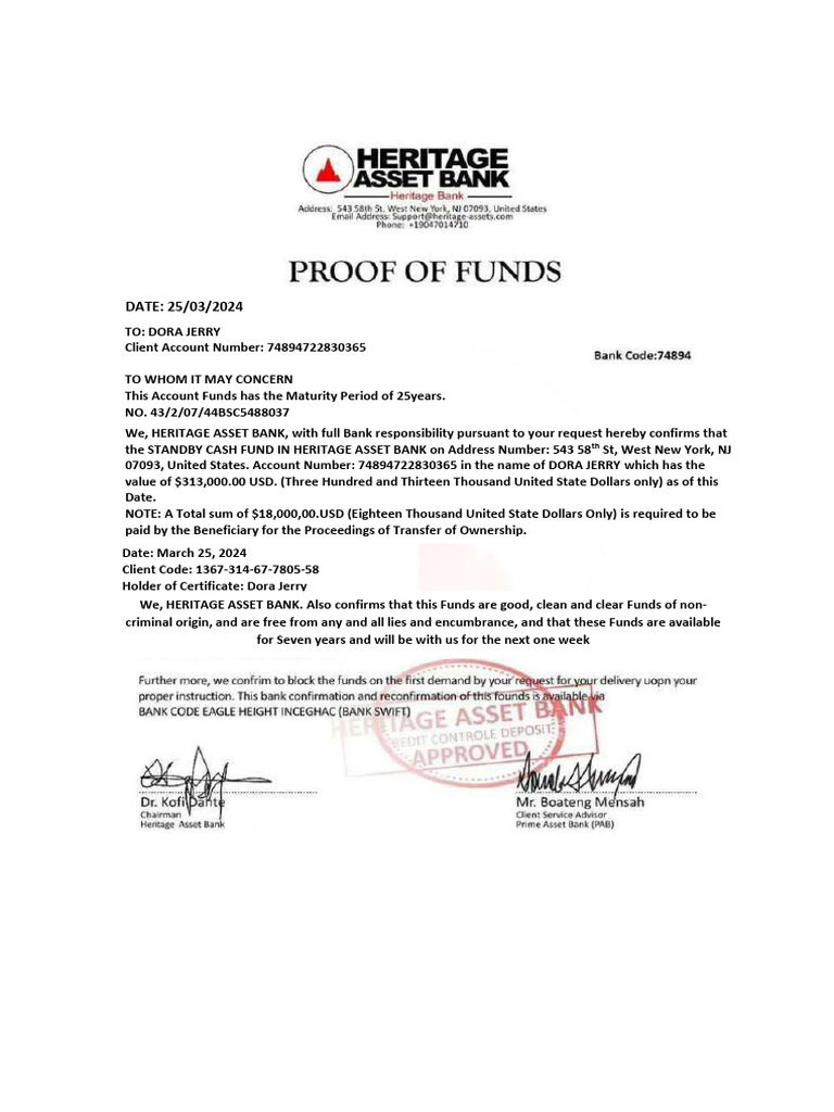 Real Proof of Funds | PDF