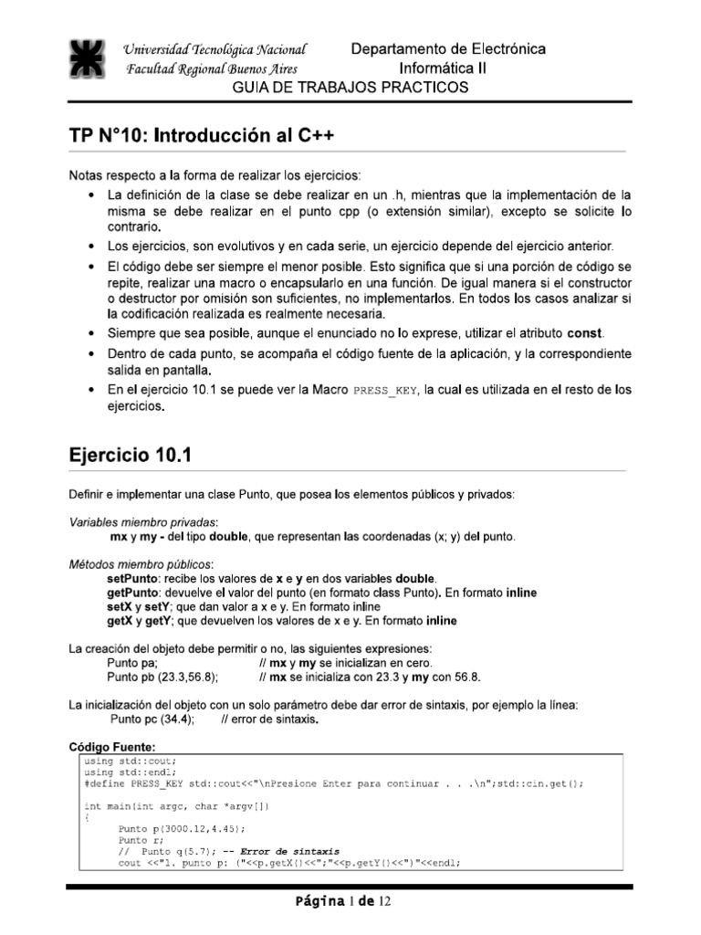 Guia Ejercicios Cpp | PDF