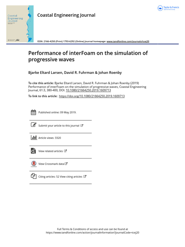 Performance Of Interfoam On The Simulation Of Progressive Waves Pdf 