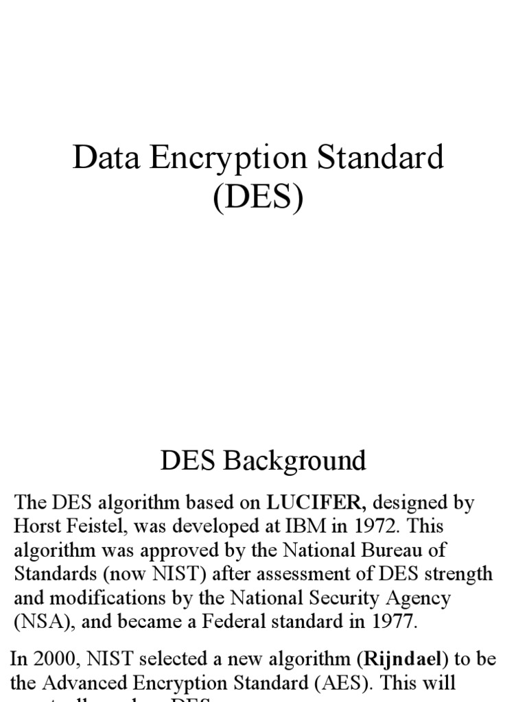 Data Encryption Standard (DES) | PDF | Algorithms | Areas Of Computer ...