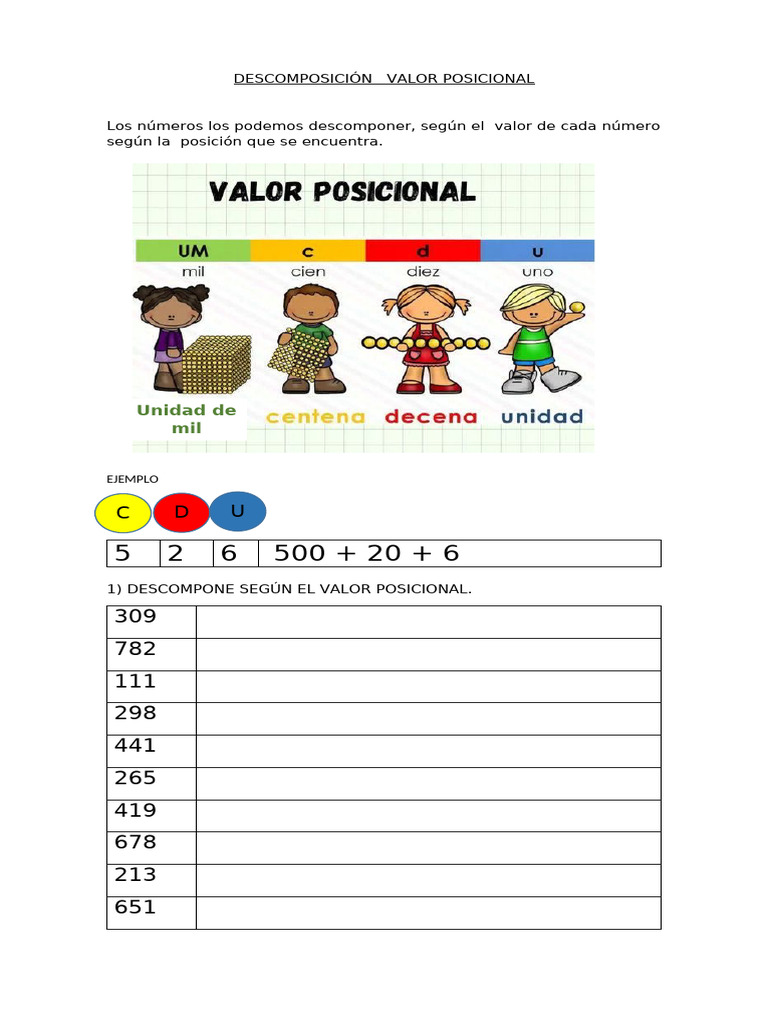 Descomposición Valor Posicional | PDF