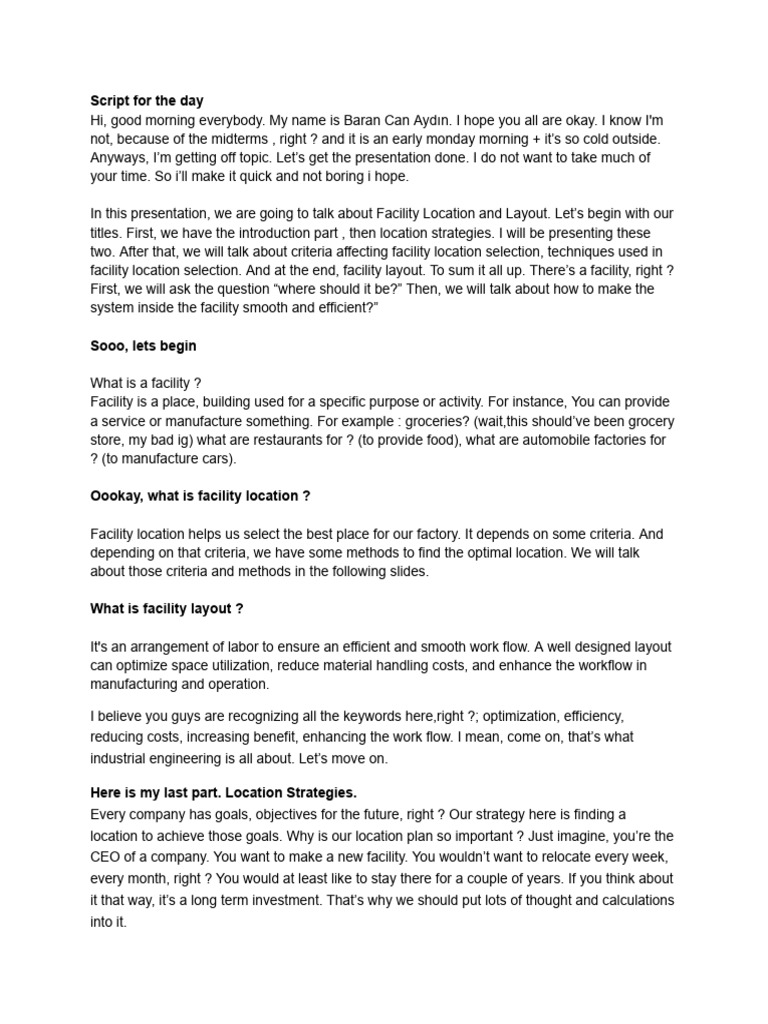 Script For The Day | PDF