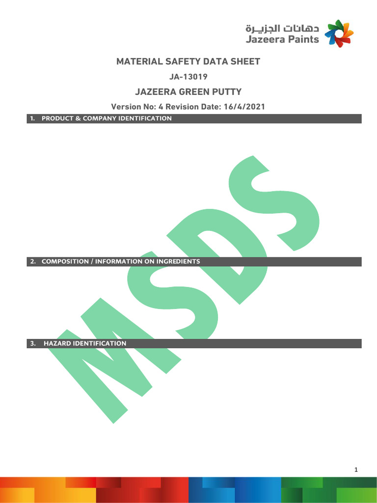 Jazeera Green Putty-Msds | PDF
