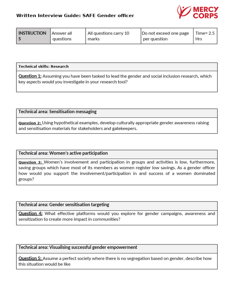 Gender Officer Interview of Written | PDF