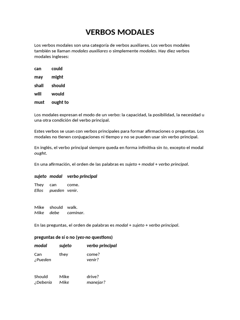 Verbos Modales | PDF