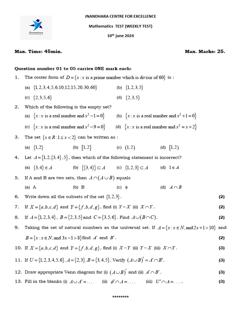 Maths - Test - 1 | PDF