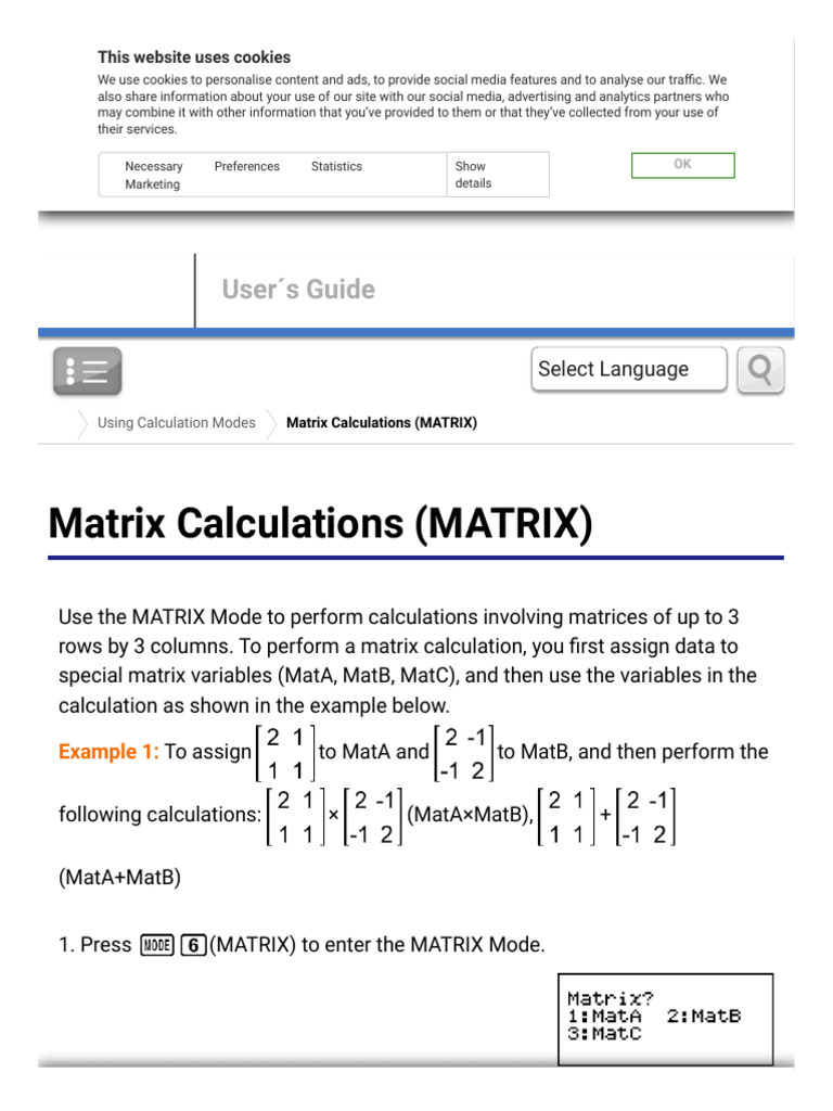 Matrix Calculations (MATRIX) | PDF | Matrix (Mathematics) | Computers