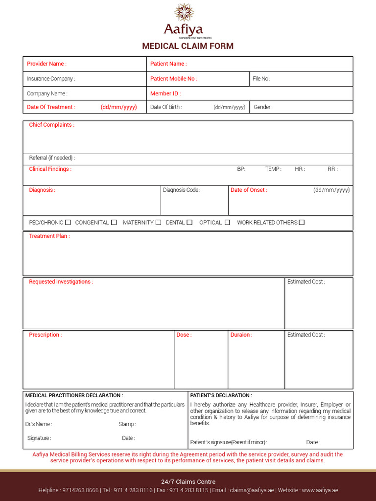 Aafiya Claim Form | PDF