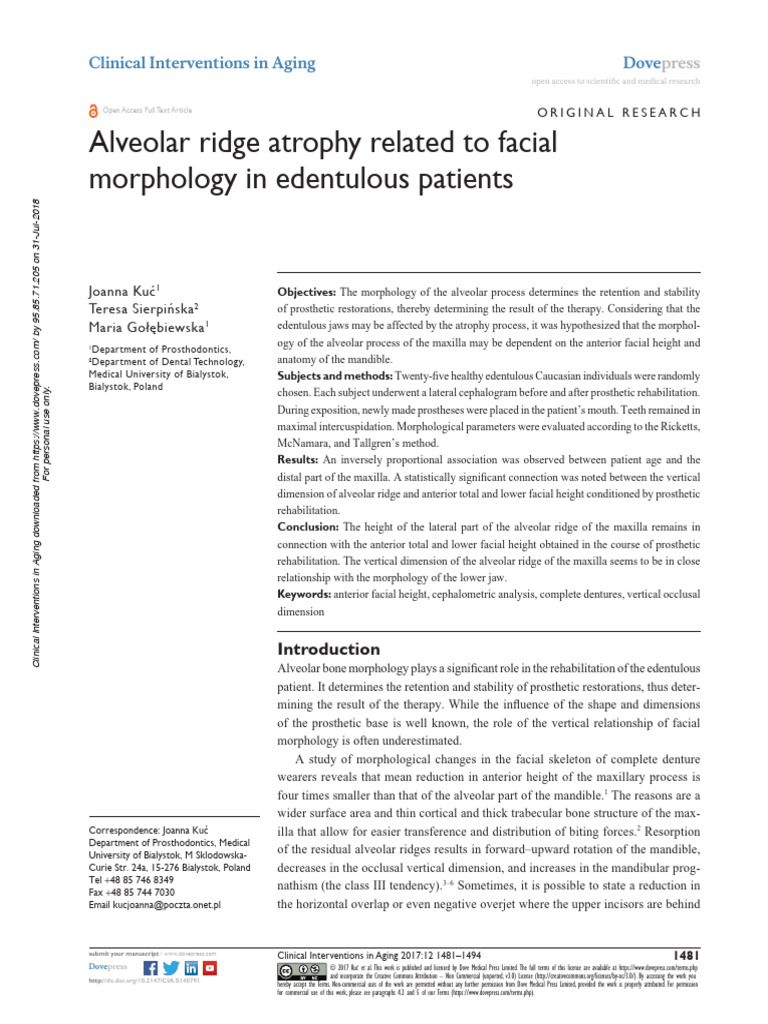 Alveolar Ridge Atrophy | PDF