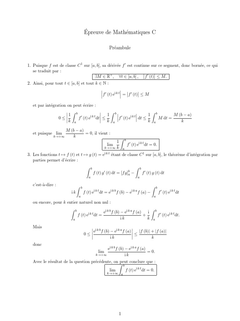 Banque PT 2018 Maths C Corrige | PDF