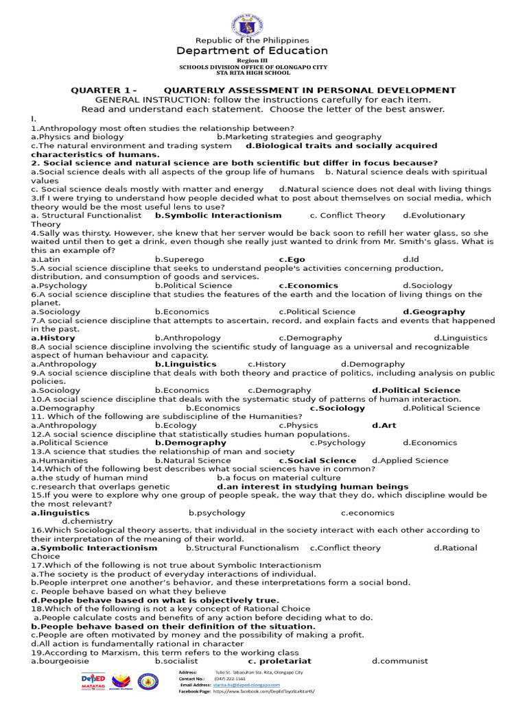 diss -senior high exams | PDF