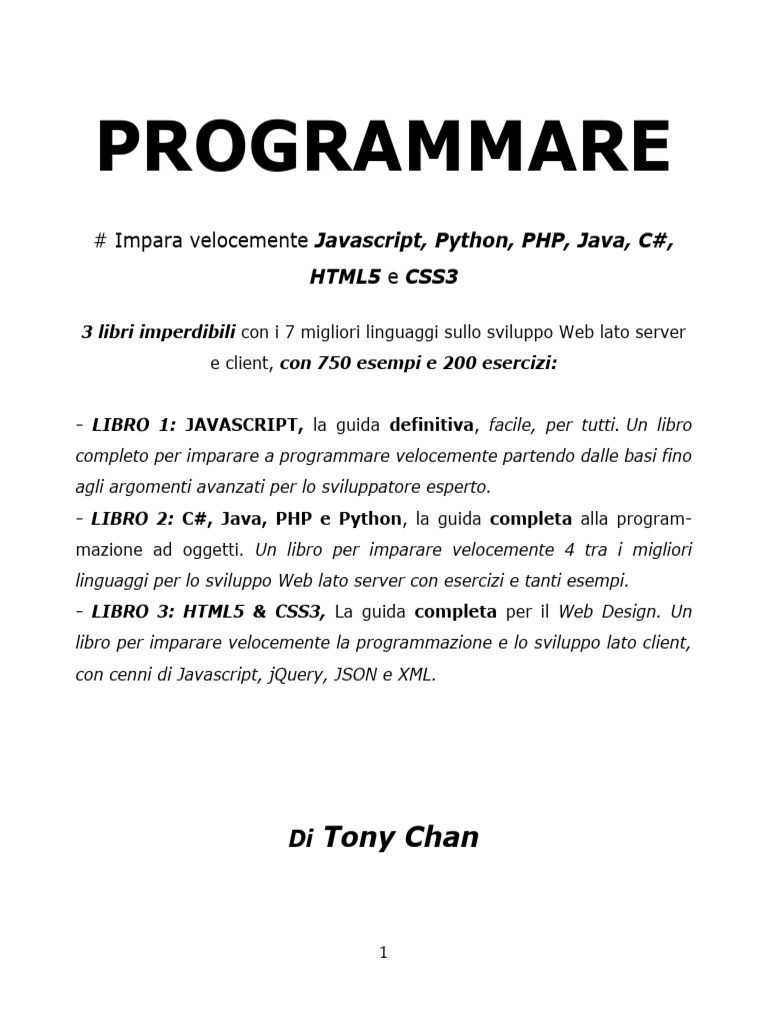 Programmare: Tony Chan | PDF