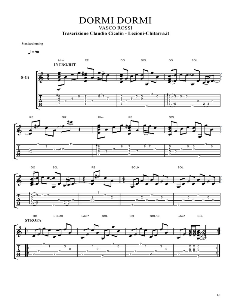 Vasco Rossi Dormi Dormi | PDF