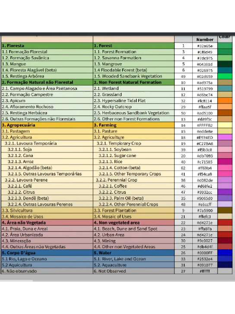 Legenda USO MapBiomas 10m | PDF
