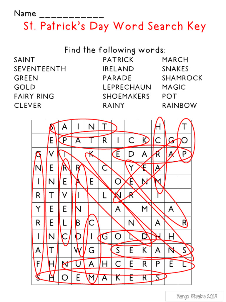 Saint Patricks Day Word Search | PDF | Leprechaun | Celtic Folklore