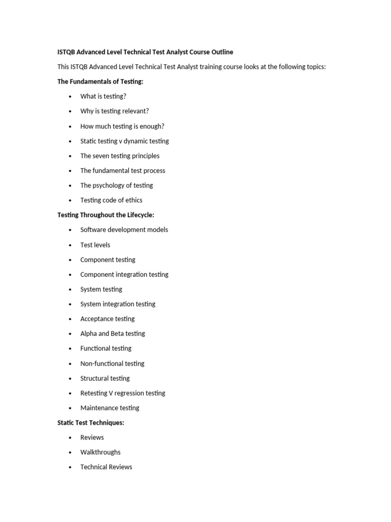 Advanced Technical Test Analyst Guide | PDF | Business | Technology ...