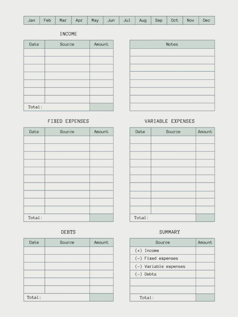 Beige Minimalist Monthly Budget Planner | PDF