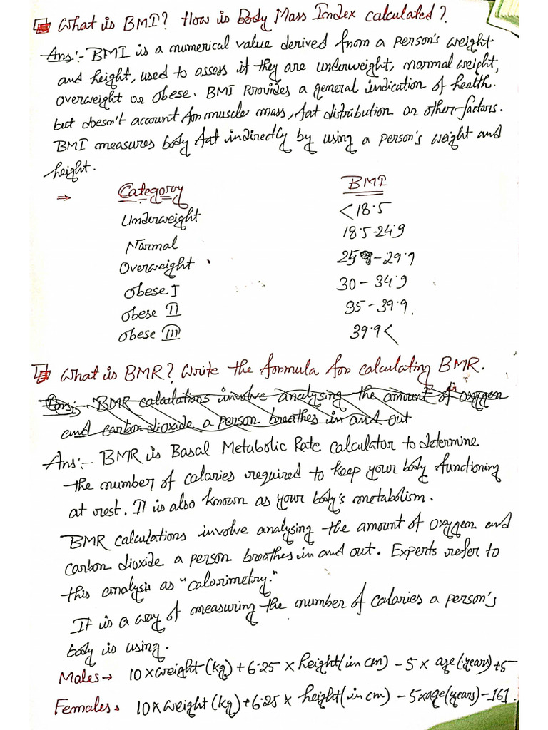 unit-6 (BMI & BMR) | PDF