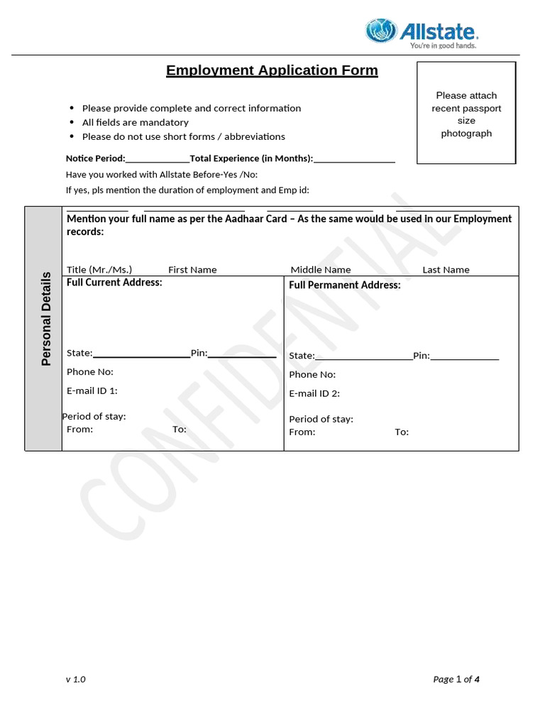 Employment Application Form-WD V1 | PDF