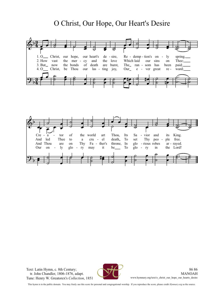O Christ, Our Hope, Our Heart's Desire | PDF